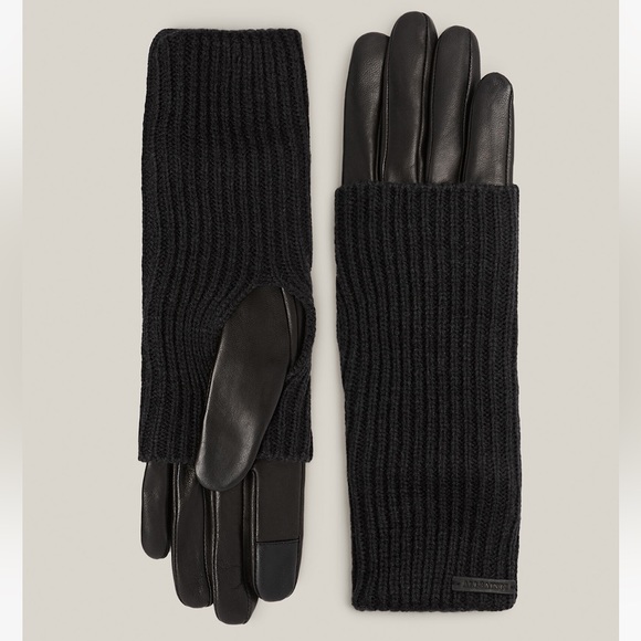 All Saints | Accessories | Allsaints Zoya Extendable Knit Cuff Leather Gloves | Poshmark